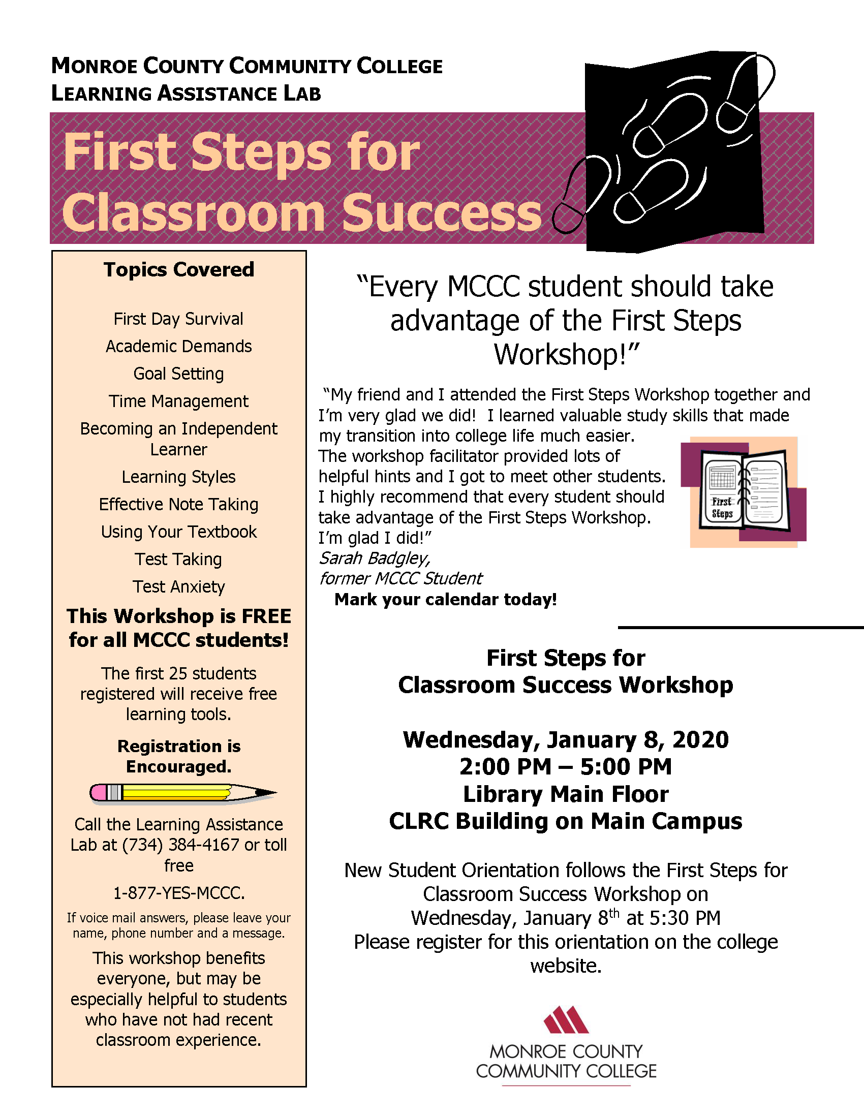 First Steps for Classroom Success | Monroe County Community College